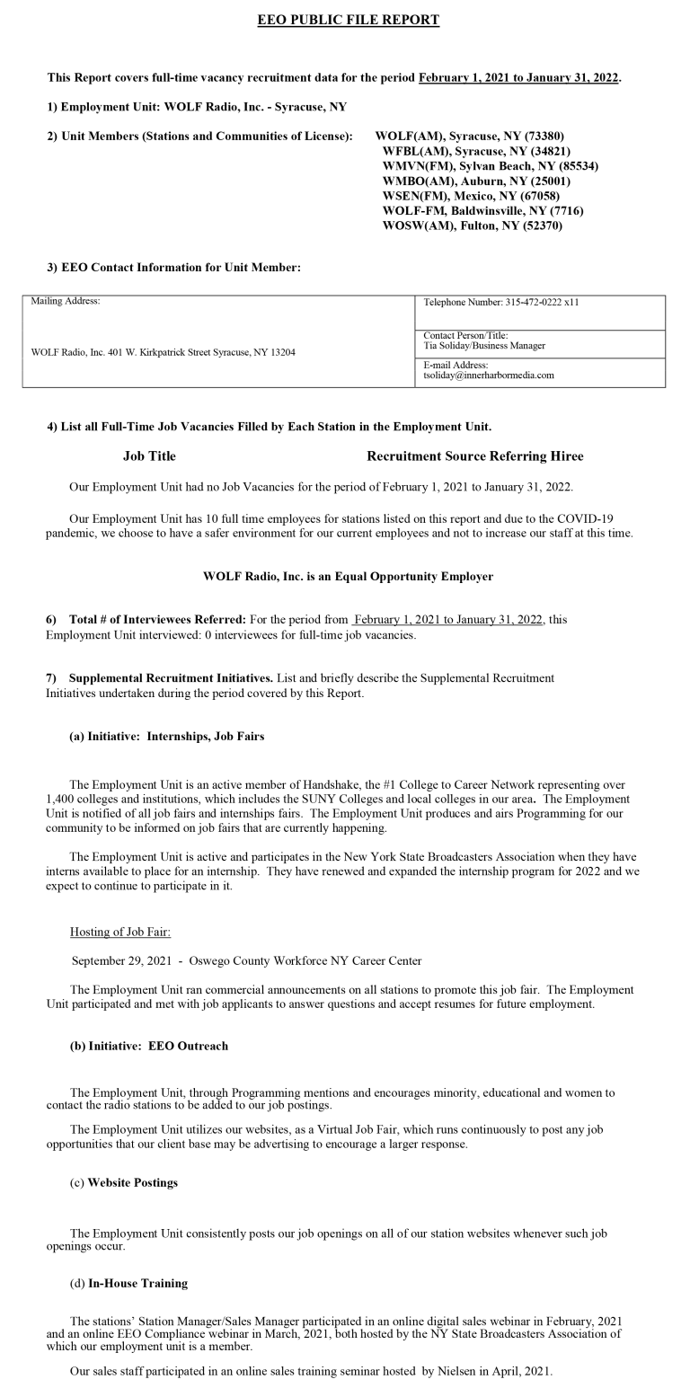 EEO Report | Syracuse's #1 For Country!